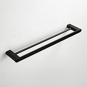 Bath Towel Bar Nordic Black 304 Stainless Steel Towel Rack, Double-bar Towel Rail, Toilet Rack, Bathroom Hardware Pendant Towel Holder (Color : 50cm)