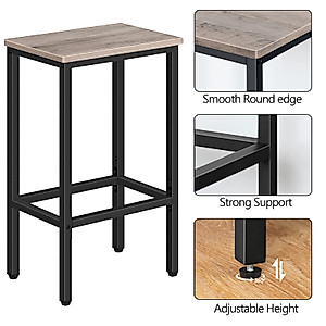 MAHANCRIS Bar Stools, Set of 2 Bar Chairs, Kitchen Breakfast Bar Stools with Footrest, 25.8" Dining Stools, Rectangular Industrial Bar Chairs, for Dining Room, Kitchen, Greige BAHG0101Z