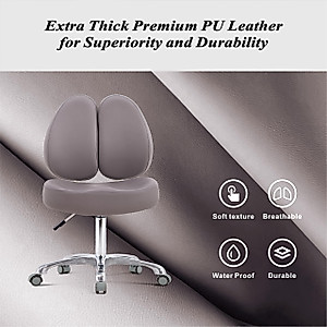 HNKastela Rolling Chair with Back Support - Height Adjustable Shop Stool with Wheels for Esthetician, Lash, Makeup, Computer, Classroom, Studio