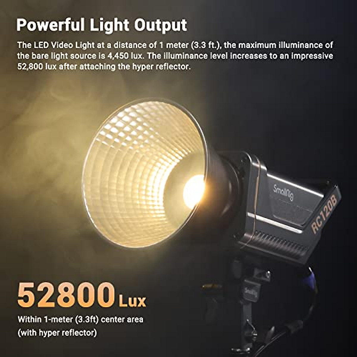 SmallRig RC 120B 120W Bi-Color Cob Video Light 52800Lux@1m 2700K-6500K On-Board and SmallGoGo App Control, TLCI 96+ CRI 95+,9 Lighting Effects Support AC Adapter & 14.4V/26V V-Mount Battery-3471