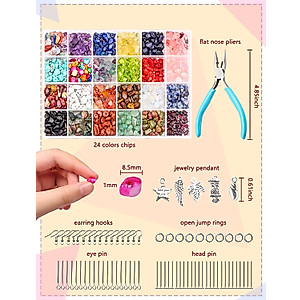 FEEIN Crystal Beads for Jewelry Making Kit, 1045 Pcs Natural Crystal Chips Stone Beads, Irregular Gemstones Crystals Kit with Dangles, Open Jump Rings for DIY Crafts Necklace Earrings Rings Making
