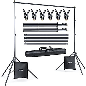 LINCO Backdrop Stand for Parties Kit 10x7 ft Adjustable Back Drop Photography Studio Photo Background Support System with Clamps, Sand Bag, Carrying Bag 4172