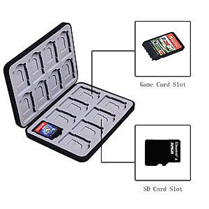 Wesoke Game Card Case for Nintendo Switch/OLED/Lite or Micro SD Memory Cards, Portable Black Game Card Storage Holder Box Cartridge Case with 16 Game Card Slots & Magnetic Closure & Hard Shell