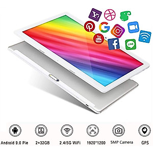 ZONKO 10 inch Tablet, Android 9.0 Pie, Octa-Core Processor, 5G Wi-Fi,10 inch Android Tablets, 32GB Storage, 1920x1200 IPS HD G+G Display, GPS,Metal Body,Silver