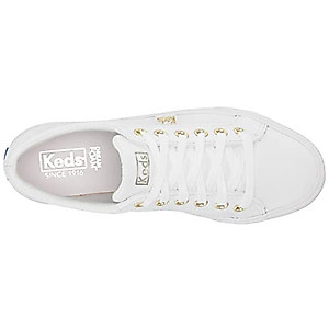 Keds womens Jump Kick Leather Sneaker, White/Gold, 6.5 US