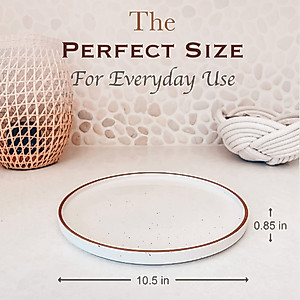 Mora 10.5-inch Porcelain Dinner Plate Set of 6 - Microwave/Oven/Dishwasher Safe, Scratch Resistant, Vanilla White