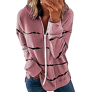 BXzhiri Striped Full Zip Long Sleeve Lightweight Sweatshirts for Women Jacket Coat Lightweight Sweatshirts