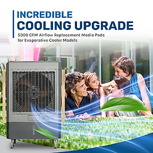 Hessaire Replacement Evaporative Cooler Pads - Swamp Cooler Replacement Pads Corrugated Build - Low Odor Xel50 Media Evaporative Cooling Pad for 1300 CFM Mobile Cooler Fan - 4 Panels, 28” x 10”