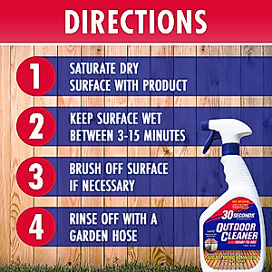30 SECONDS Outdoor Mold & Mildew Stain Remover Spray | Ready To Use | 32 fl. oz. | 2 Pack
