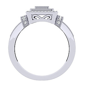 Dazzlingrock Collection 0.33 Carat (Cttw) Sterling Silver Round Diamond Women Split Shank Promise Ring 1/3 CT, Size 7