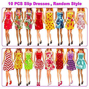 BARWA 42 pcs Doll Clothes and Accessories 10 pcs Party Dresses 32 pcs Shoes, Crown, Necklace Accessories for 11.5 inch Doll