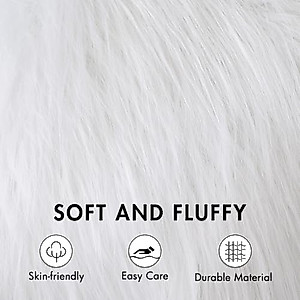MIULEE Pack of 2 Decorative Faux Fur Throw Pillow Covers New Luxury Series Style Fluffy Pillow Case Cushion Cover for Sofa Bedroom Car 16 x 16 Inch White