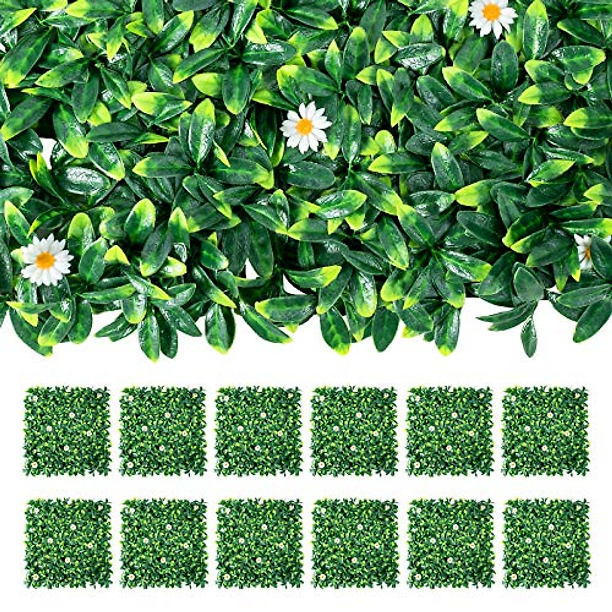 Giantex 12PCS 20x20inch Artificial Boxwood Panels Garden Privacy Fence Screen, 33.3 Sq.ft Faux Greenery Wall Privacy Hedge for Wedding Decor Fence Backdrop, Patio Topiary Hedge Protective Screen