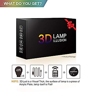LJOYKID 3D Led Night Light Lamps - Optical Illusion 7 Colors Touch Table Desk Visual Lamp with Remote Control for Gifts for Children Kids (Peacock)