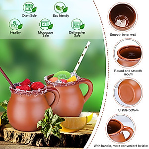 Gejoy Pack of 6 12 oz Cantaritos De Barro mexican clay mugs Clay Cups Artisan Made Coffee Mugs, Cocktail Glasses and Tea Cups for Tequila, Margaritas, Mojitos Cold Hot Drinks