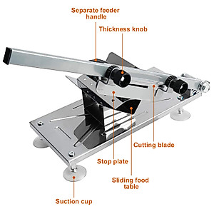 HYDDNice Meat Slicer Stainless Manual Meat Cutter Slicing Machine RollMeat Slicer Vegetable Meat Cheese Food Slicer Meat Cleavers for Home Kitche