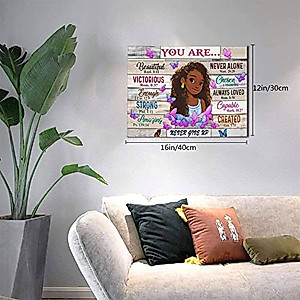 wutkefw African American Wall Art Inspirational Canvas Print Wall Art Black Art Wall Decor Black Queen Girl Painting Modern Artwork Home Decoration for Living Room Bedroom Office