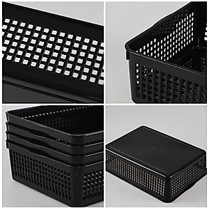 Hayixia 6-Pack Plastic Paper Storage Basket Tray, Organizer Basket Trays, Black