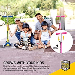 Swagtron K5 3-Wheel Kids Scooter with Light-Up Wheels | Quick Assembly | ASTM-Certified | Height-Adjustable for Boys or Girls Ages 3+ (Blue)