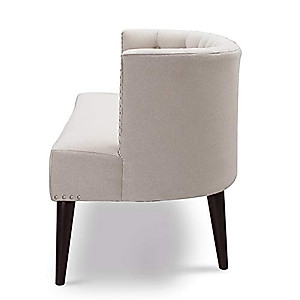 Jennifer Taylor Home Celine Tufted Settee Nailhead Accents, Sky Neutral Beige Polyester