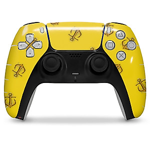 WraptorSkinz Skin Wrap compatible with Sony PS5 DualSense Controller Anchors Away Yellow (CONTROLLER NOT INCLUDED)