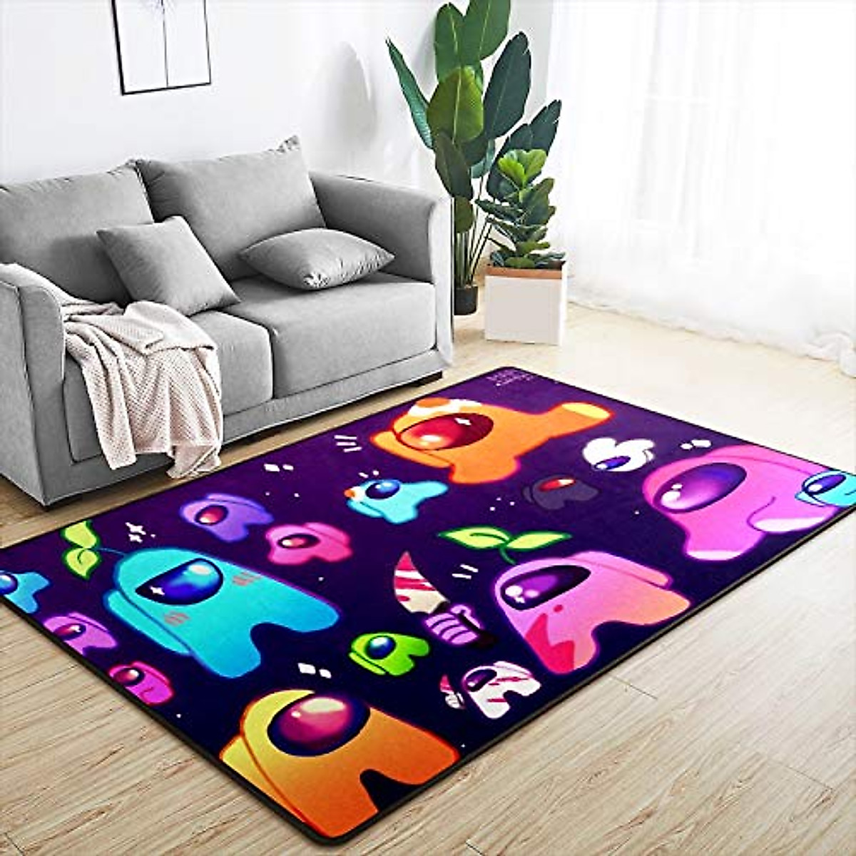 Among Us Area Rug Modern Carpet 72x48in Non-Slip Mats for Living Room Bedroom Kitchen Bathroom Home Decor Gaming Rugs Birthday Gift Idea