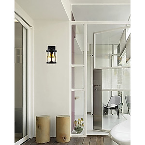 UFOND Outdoor Wall Lantern,Waterproof Matte Black Wall Mount Light with Clear Glass Shade,Front Porch Wall Light Fixture, Exterior Wall Sconce for Entryway Hallway Patio Garage Doorway