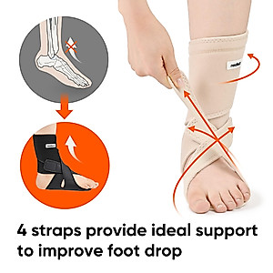 NEOFECT Drop Foot Brace Beige Right AFO Foot Drop Brace for Walking, Drop Foot Brace with Shoes, Stroke Recovery Equipment, Foot Drop Brace for Sleeping, Adjustable Ankle Brace (Left)