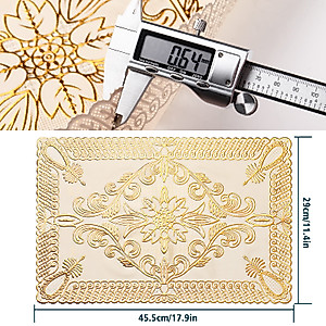 Placemats-Kitchen Table Mat-for Dining Table Non-Slip Washable Heat Resistant Plate Mat Rectangle Gold Bloom Kitchen Table Mats Set of 6 (Golden)