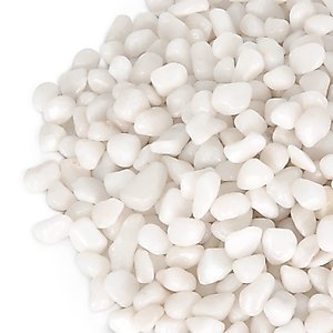 GASPRO 2.5 Pound Pebbles for Indoor Plants, 3/8" Decorative White Rocks for Vases, Planters, Succulents, Bamboo, Highly Polished and Smooth Surface