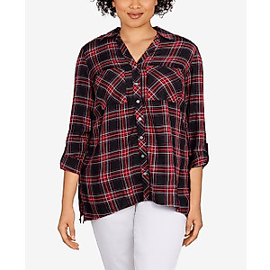Ruby Rd. womens Flannel Top Blouse, Black Multi, Small US