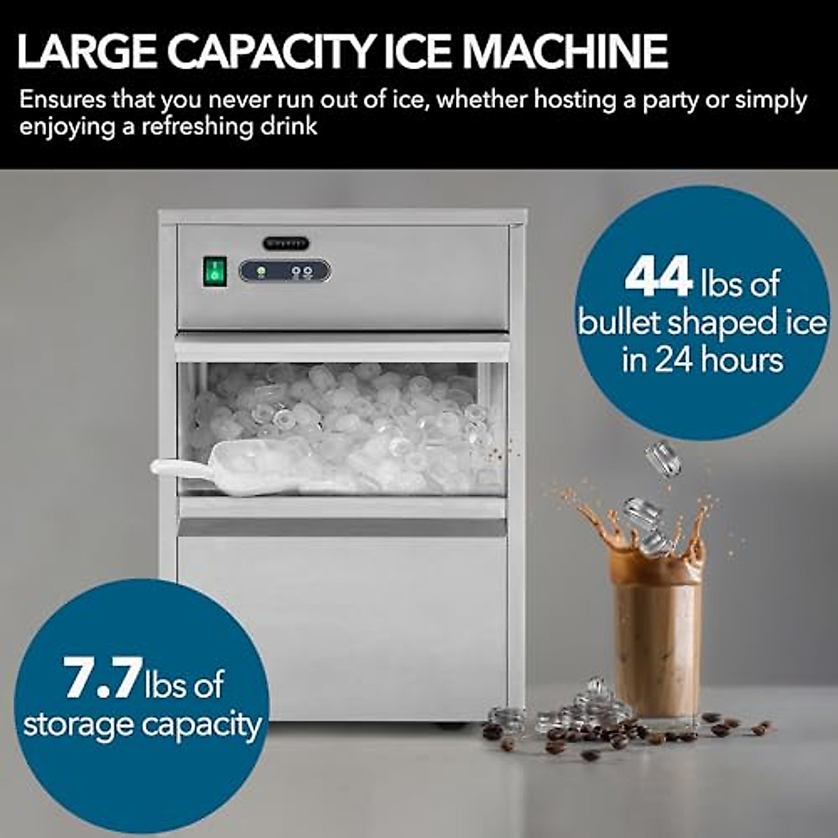 Whynter FIM-450HS Freestanding Maker-44lb Capacity Ice Makers, One Size, Silver