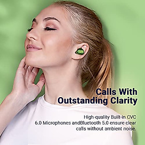 233621 Droplet True Wireless Earbuds, CVC 6.0 Call Noise Cancelling Headphones, IPX5 Waterproof Bluetooth 5.0 Earphones Touch Control, Stereo Sound, Comfortable fit for Home, Office, Gym (Dark Green)