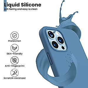 ORNARTO Shockproof Liquid Silicone Designed for iPhone 13 Pro Max Case 6.7", Gel Rubber Comprehensive Protection Anti-Shock Cover Case Drop Protection 6.7inch-Blue
