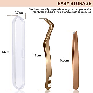 Lash Applicator Tool Eyelash Applicator Tool 2 Pieces for Lash Clusters B&Q Lash Extension Tweezers Gold Eyelash Tweezers DIY Lash Applicator Tweezers Set (Golden,2pcs)