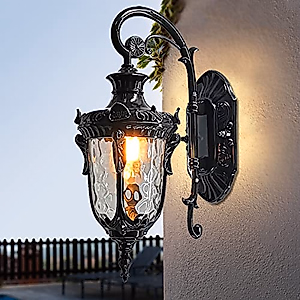 Bazargame Outdoor Wall Lantern,Outdoor Lighting Lantern Lamp,Dusk to Dawn Sensor Outdoor Wall Sconce,for Courtyard Garden House Garage Entrance