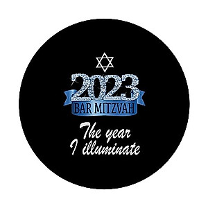 2023 Bar Mitzvah Quote Festive Black Blue Decor PopSockets Standard PopGrip