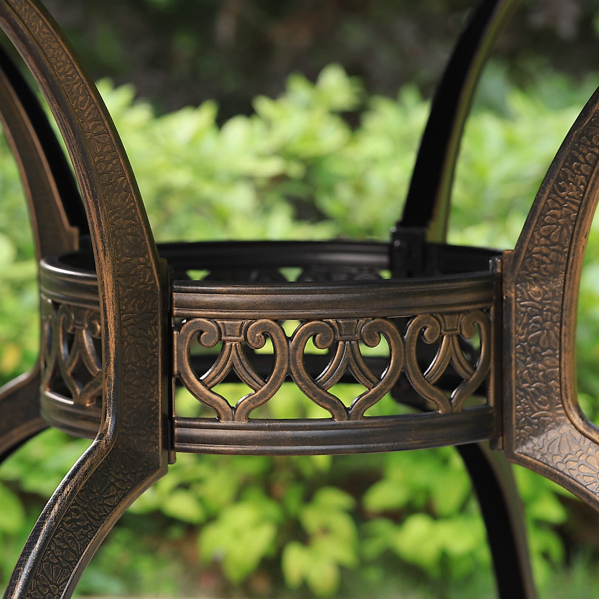 Sophia & William Cast Aluminium Patio Dining Table Round with 1.97" Umbrella Hole, Premium Bronze Outdoor Bar Bistro Table for Porch Balcony Backyard, 39" Dia x 28.3" H