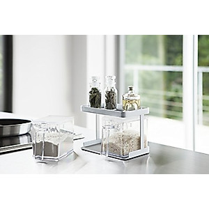 YAMAZAKI Home Pantry Canisters with Rack-Kitchen Container Organizer | Steel + Plastic | Food Storage, One Size, White