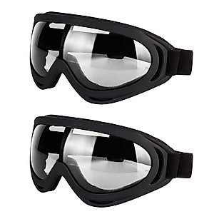 LJDJ Ski Goggles Motorcycle Goggles - Snowboard Glasses Set of 2 - Dirt Bike ATV Motocross Anti-UV Adjustable Riding Offroad Protective Goggles