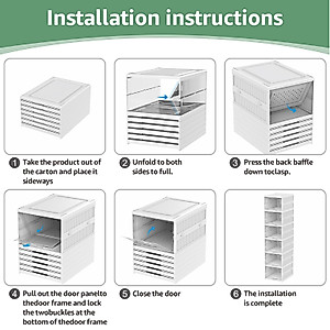 Harmon Wandyer Shoe Organizer Box 3-Tier Foldable Shoe Rack, Fit Size 12, No Assembly Stackable Shoe Organizer Storage Bins wit, All In One Universal Shoe Storage Boxes for Men and Women