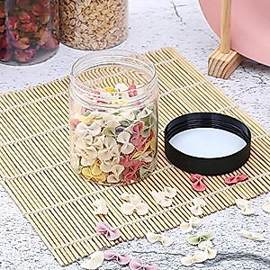 OUSHINAN 36PCS 8OZ Plastic Jars with Screw On Lids, Pen and Labels Refillable Empty Round Slime Cosmetics Containers for Storing Dry Food, Makeup, Slime, Honey Jam, Cream, Butter, Lotion (Black)