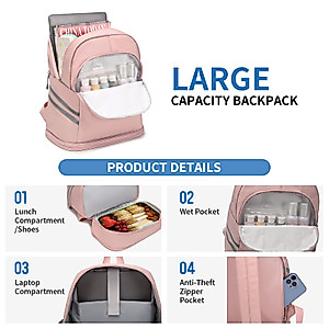SHOULDCAT Gym Backpack for Women with Shoe Compartment & Wet Pocket & Lunch Compartment, Waterproof Gym Bag Laptop Purses(Geen)