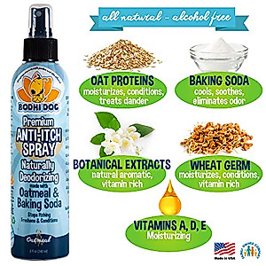 Anti Itch Oatmeal Spray for Dogs and Cats | 100% Natural Soothing Relief for Dry, Itchy, Bitten or Allergy Damaged Skin Treatment | Professional Quality