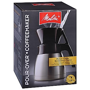 Melitta Pour-Over Coffee Brewer & Stainless Steel Carafe Set with Coffee Filters, 42 Ounce Set