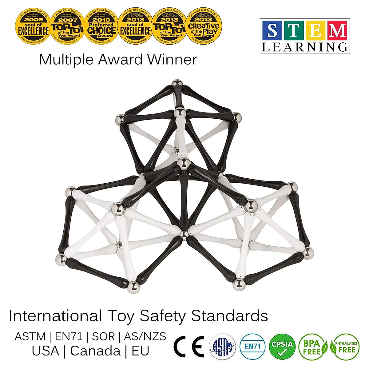 Goobi 110 Piece Construction Black and White Set Building Toy Active Play Sticks STEM Learning Creativity Imagination Children’s 3D Puzzle Educational Brain Toys for Kids with Instruction Booklet