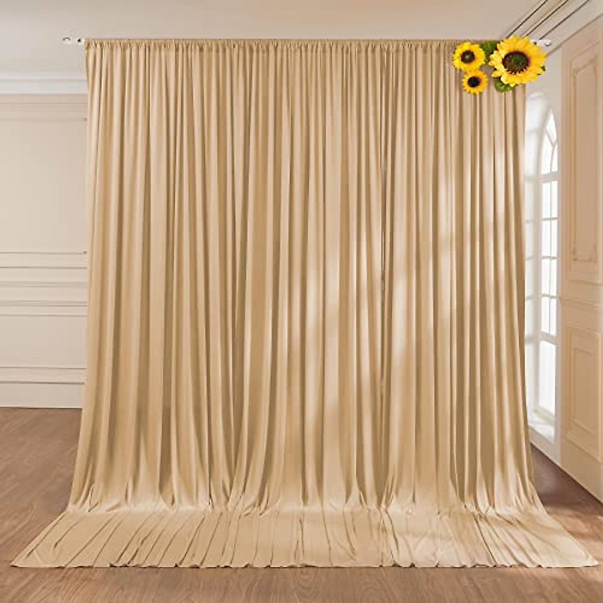 10x10ft Champagne Wrinkle Free Thick Fabric Backdrop Curtain Drapes Beige Backdrop Panels Background for Wedding Birthday Baby Shower Party