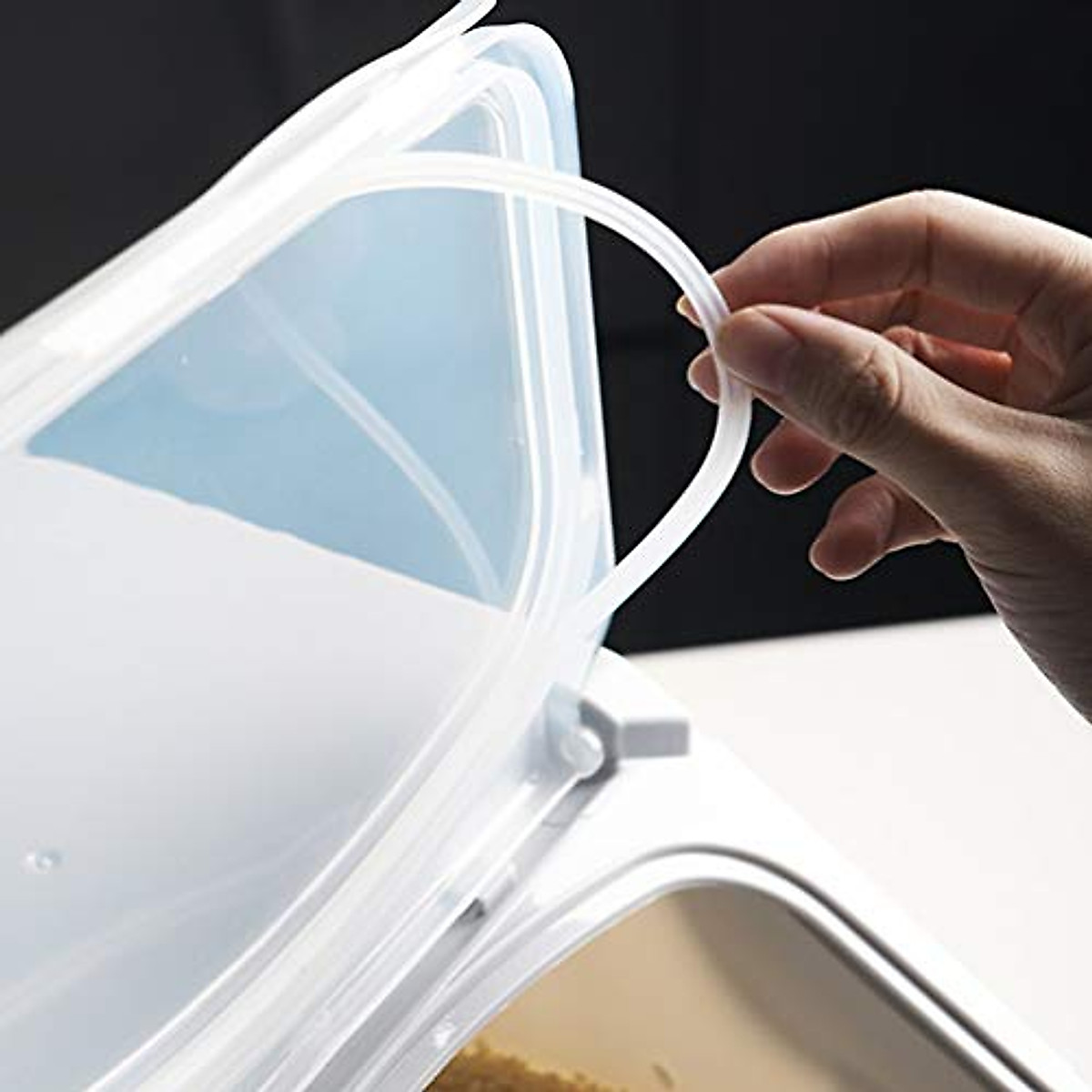 UPKOCH Rice Storage Container Rice Bucket Pantry Food Storage Jar Container Food Storage Bin for Flour Sugar Baking Supplies (Size L Grey)