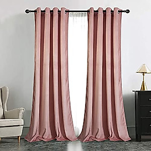 Tony's collection Blush Velvet Curtains 96 inches Super Soft Nursery Decor Room Darkening Curtains Privacy Protect Velvet Drapes for Kids Room/Slid Glass Door(52x95 Inch, Blush, 2 Panels)