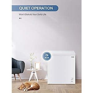 FOHERE 7.0 Cu.Ft Chest Freezer, Compact Deep Freezer with Three Removable Basket, Free Standing Top Open Door, Adjustable Temperature, For Kitchen Garage Office Bar, White
